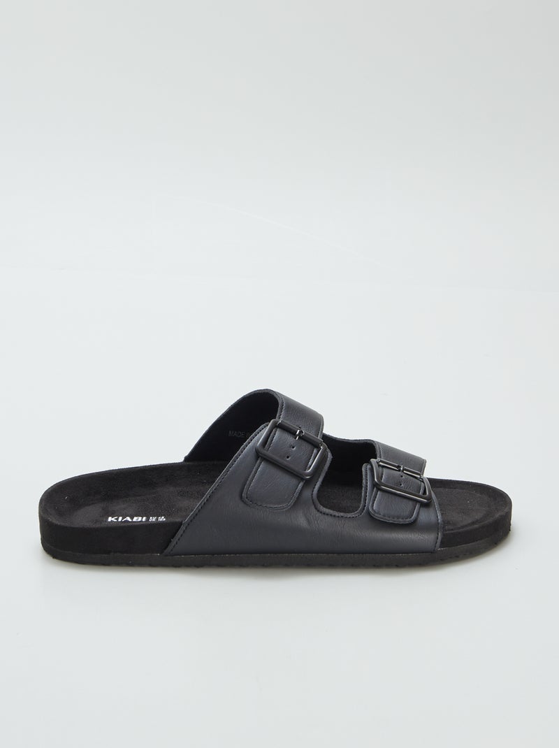 Chinelas com tiras com fivela - PRETO - Homem - 15.00€ - Kiabi