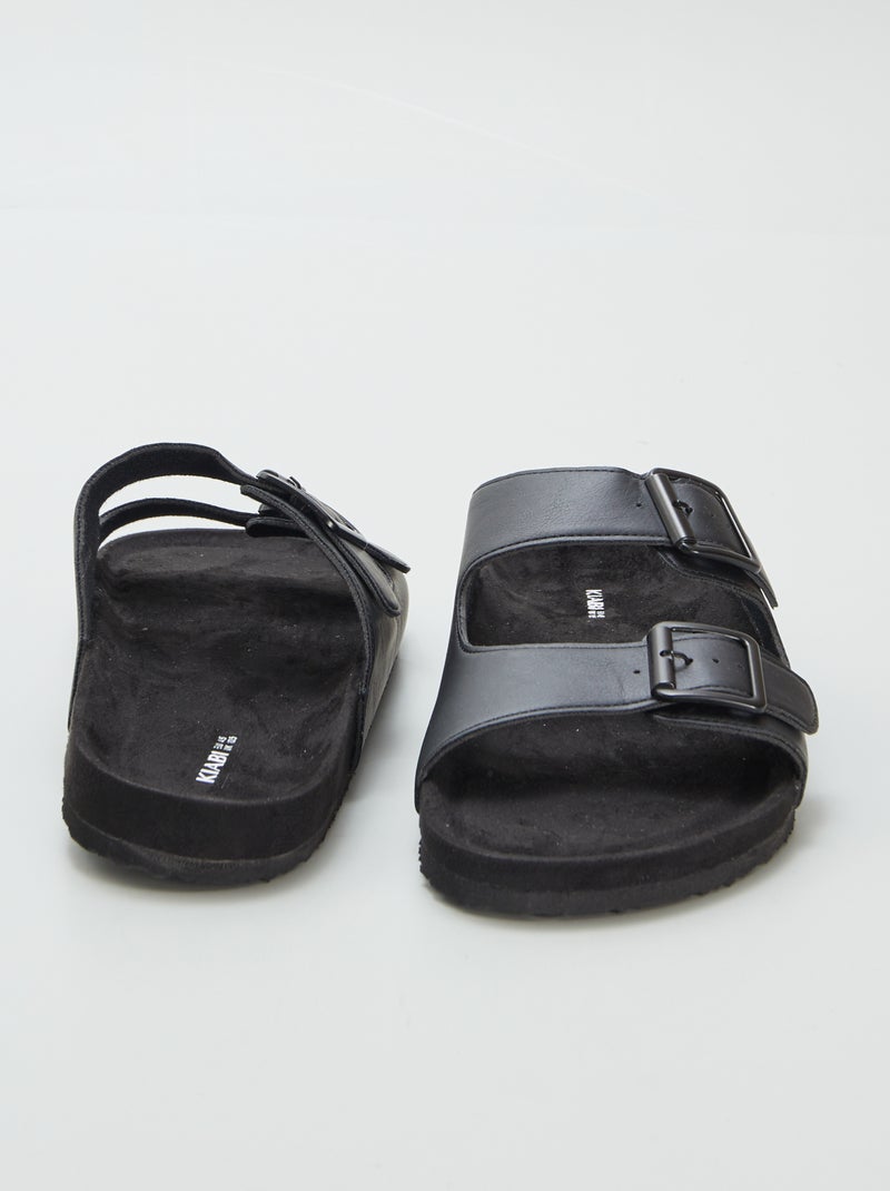 Chinelas com tiras com fivela - PRETO - Homem - 15.00€ - Kiabi