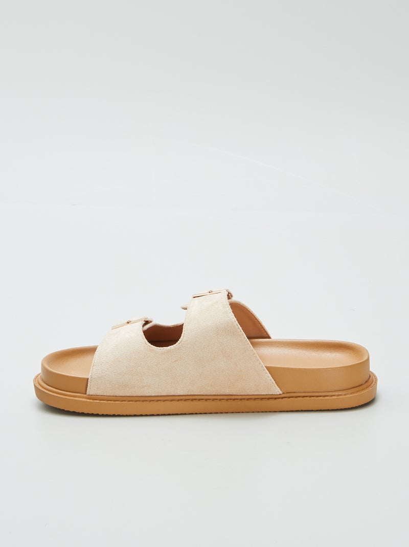 Chinelas rasas com tiras duplas - BEGE - Mulher - 18.00€ - Kiabi