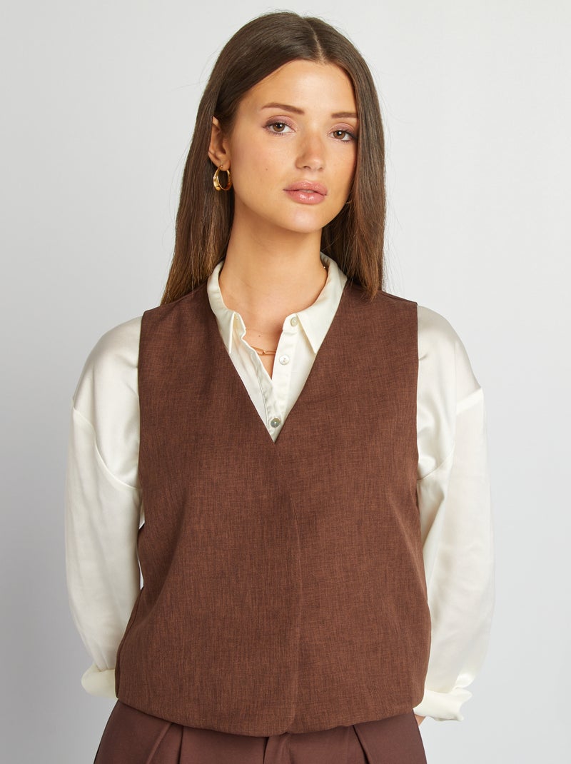 Colete de fato sem mangas - CASTANHO - Mulher - 18.00€ - Kiabi