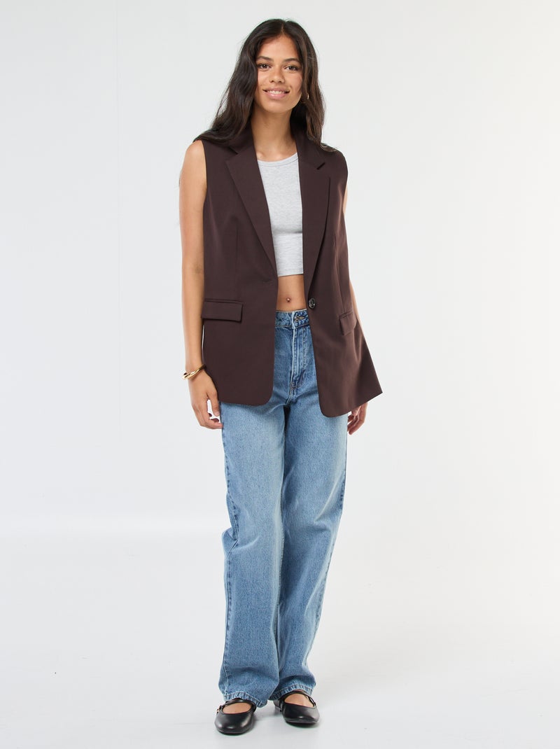 Colete de fato sem mangas - Castanho - Mulher - 22.00€ - Kiabi