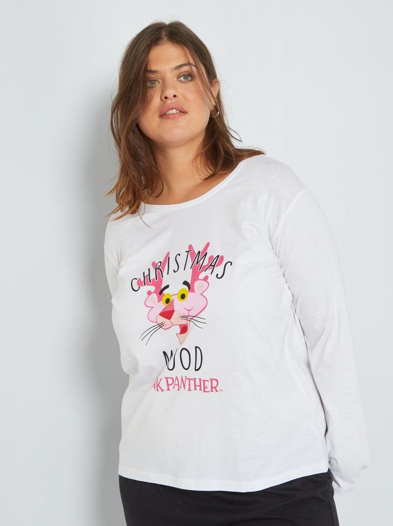 Conjunto de pijama 'A Pantera Cor-de-Rosa' - Branco/ Preto - Kiabi - 25.00€