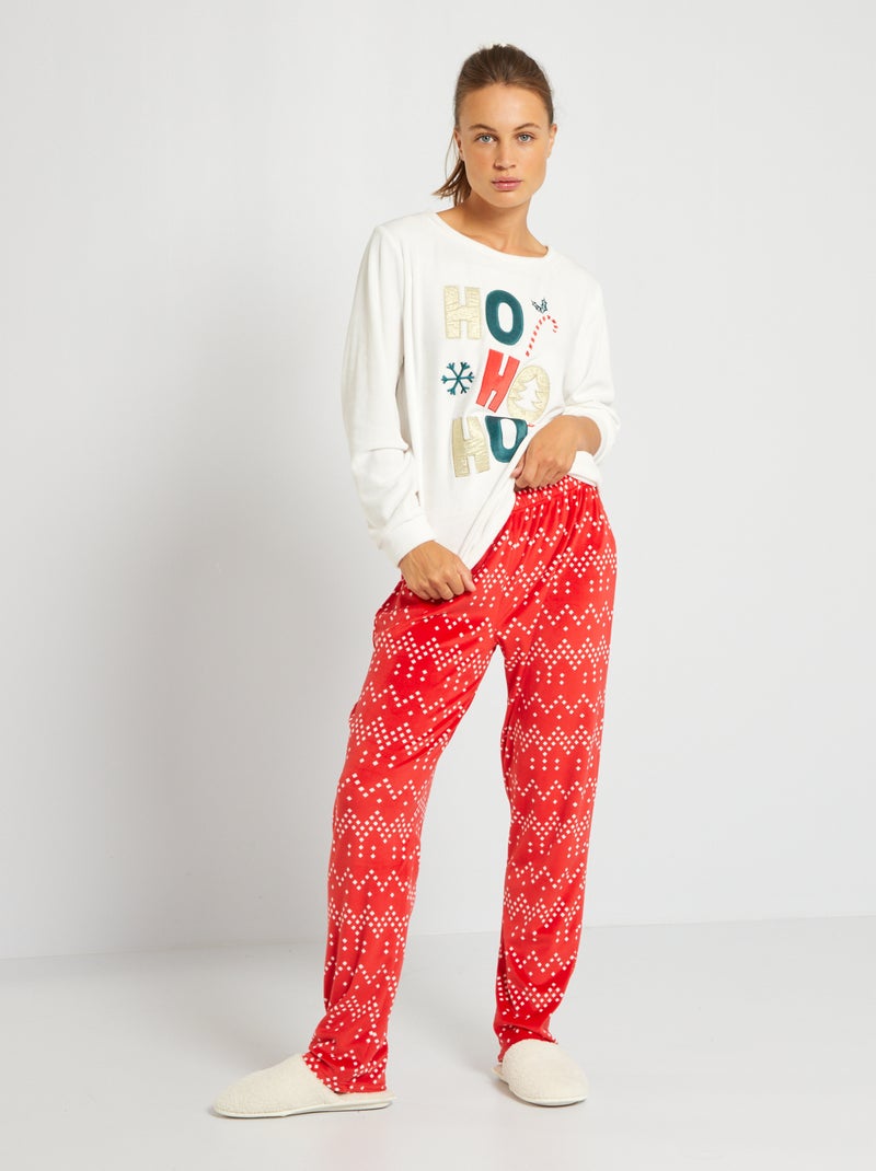 Conjunto pijama veludo estampado 'Natal' - BEGE - 25.00€ - Kiabi