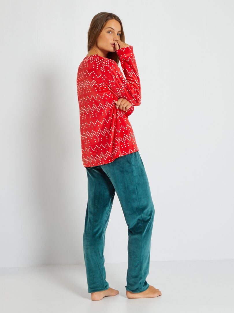 Conjunto pijama veludo estampado 'Natal' - BEGE - Kiabi - 25.00€