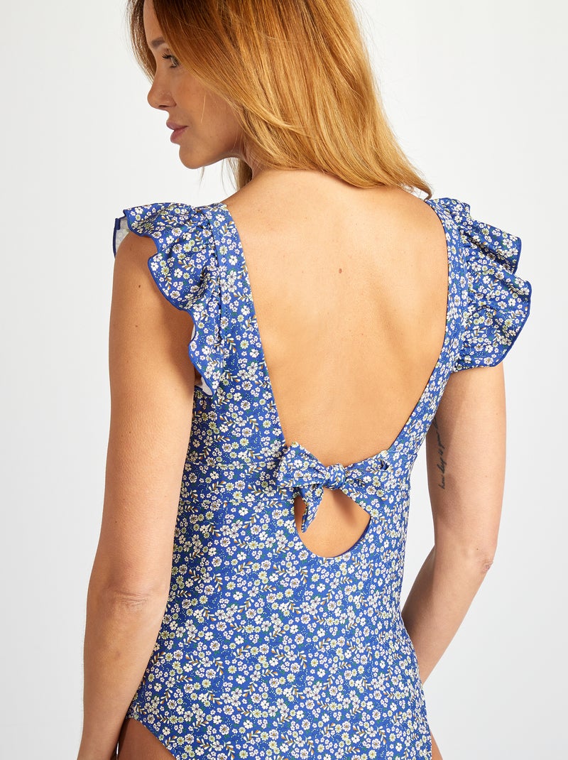 Fato de banho de grávida com estampado 'flores' - AZUL - Futura mamã ...