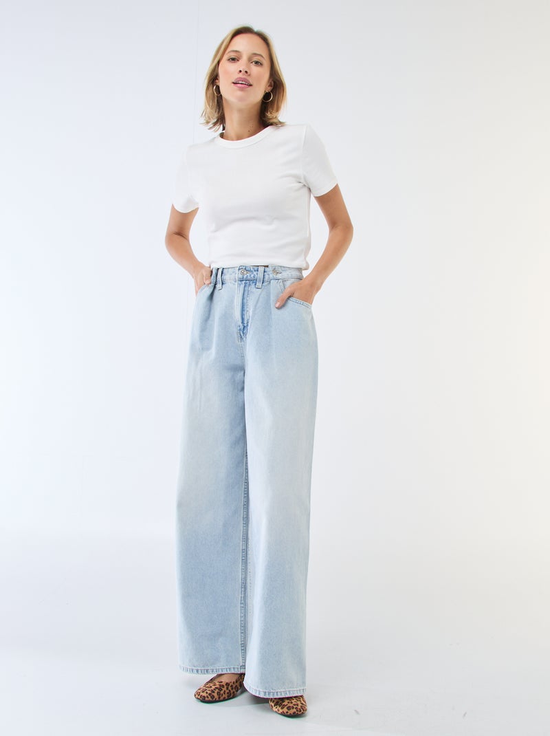 Jean wide leg cintura subida - Azul - Mulher - 25.00€ - Kiabi