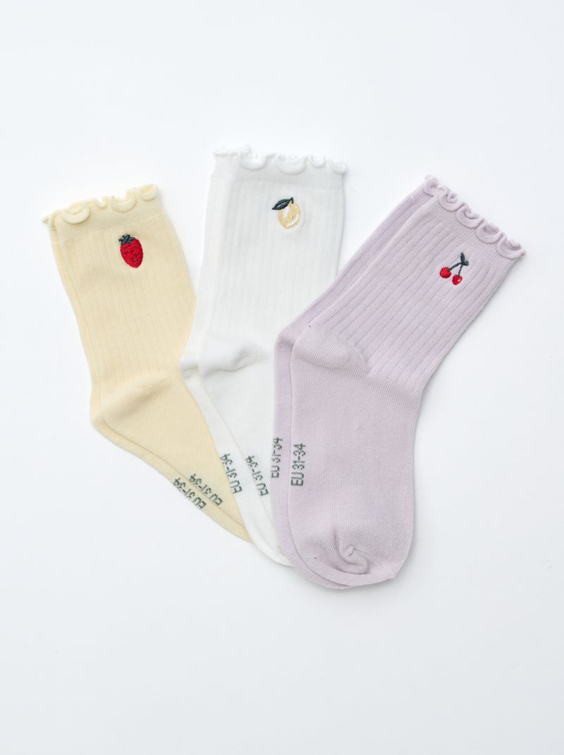 Pack de 3 meias estampadas - Violeta - Menina - 6.00€ - Kiabi