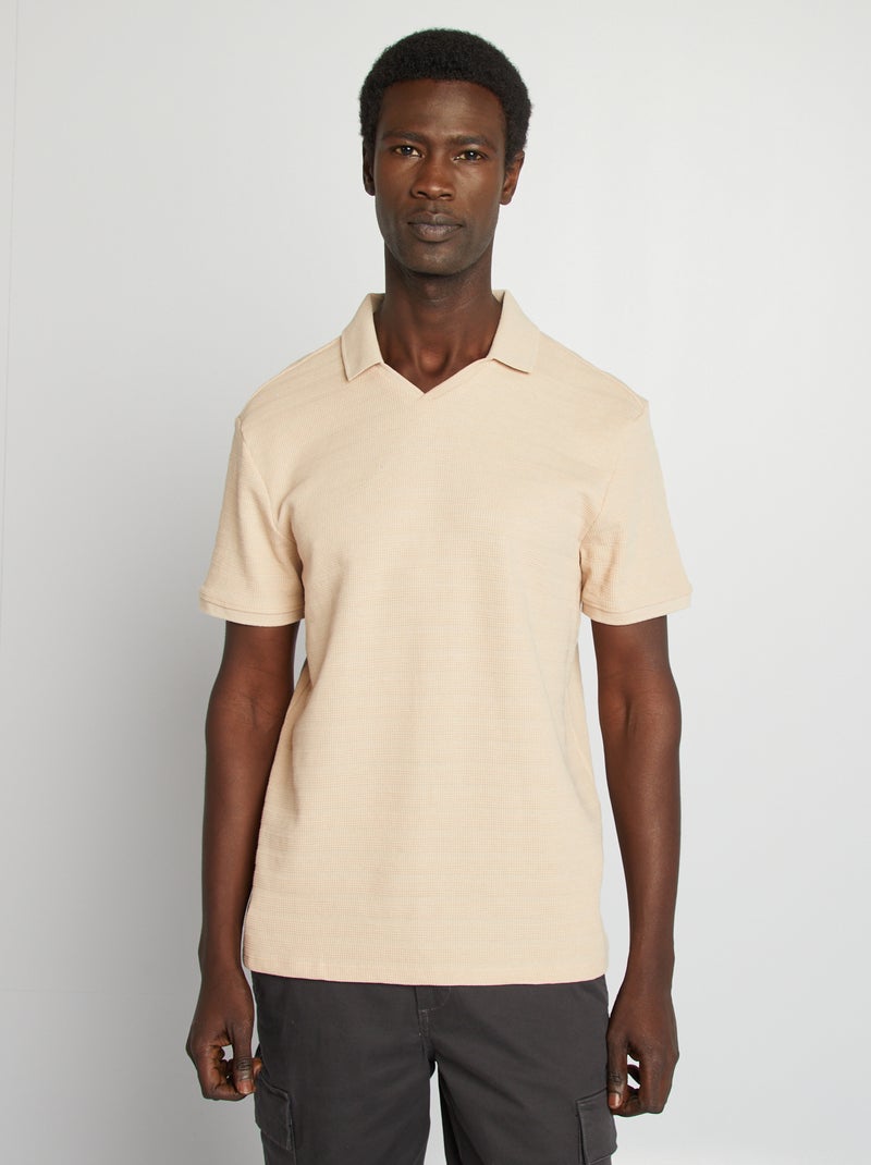 Polo em malha piqué - BEGE - Homem - 12.00€ - Kiabi