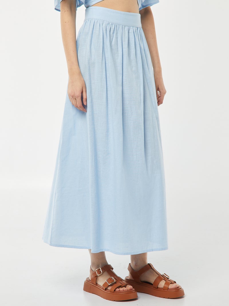 Saia comprida com cintura elástica - AZUL - Mulher - 15.00€ - Kiabi