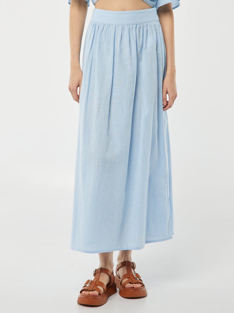 Saia comprida com cintura elástica - AZUL - Mulher - 15.00€ - Kiabi