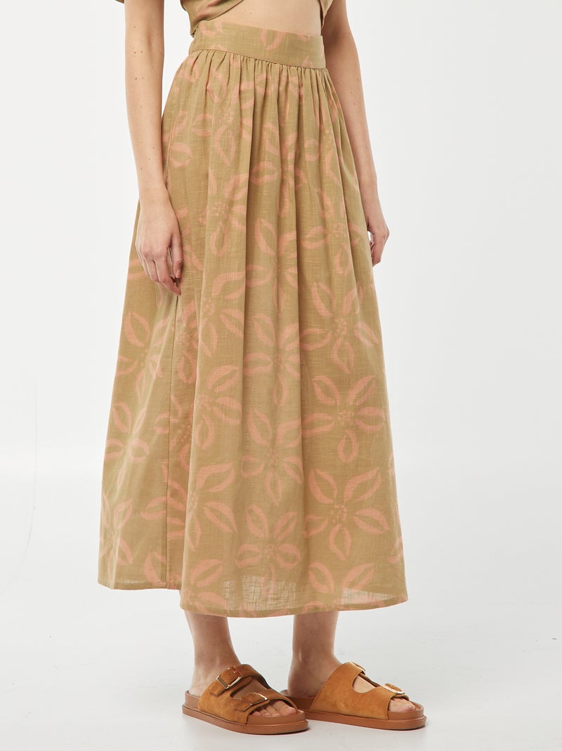 Saia comprida com cintura elástica - VERDE - Mulher - 15.00€ - Kiabi