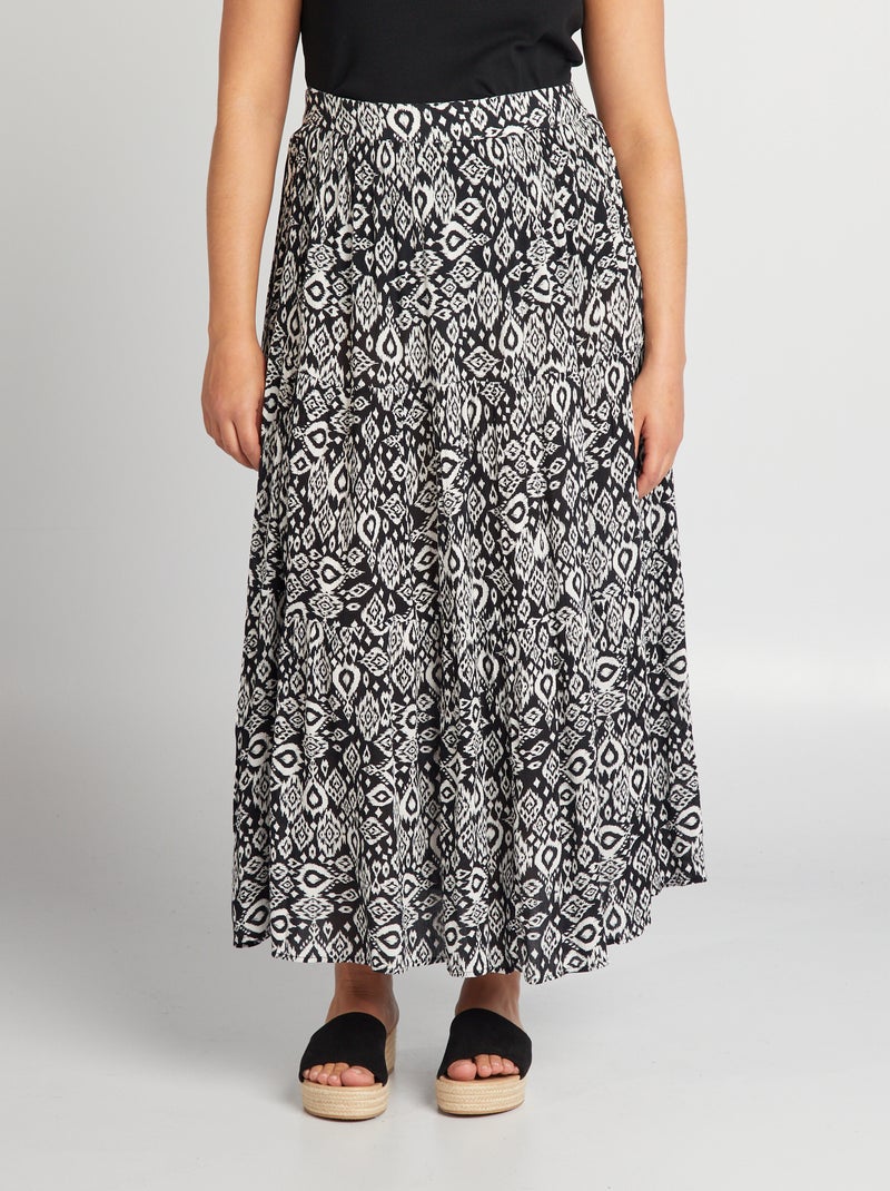 Saia comprida em camadas com cintura elástica - PRETO - Kiabi - 22.00€