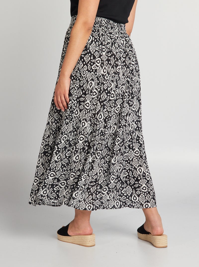 Saia comprida em camadas com cintura elástica - PRETO - Kiabi - 22.00€