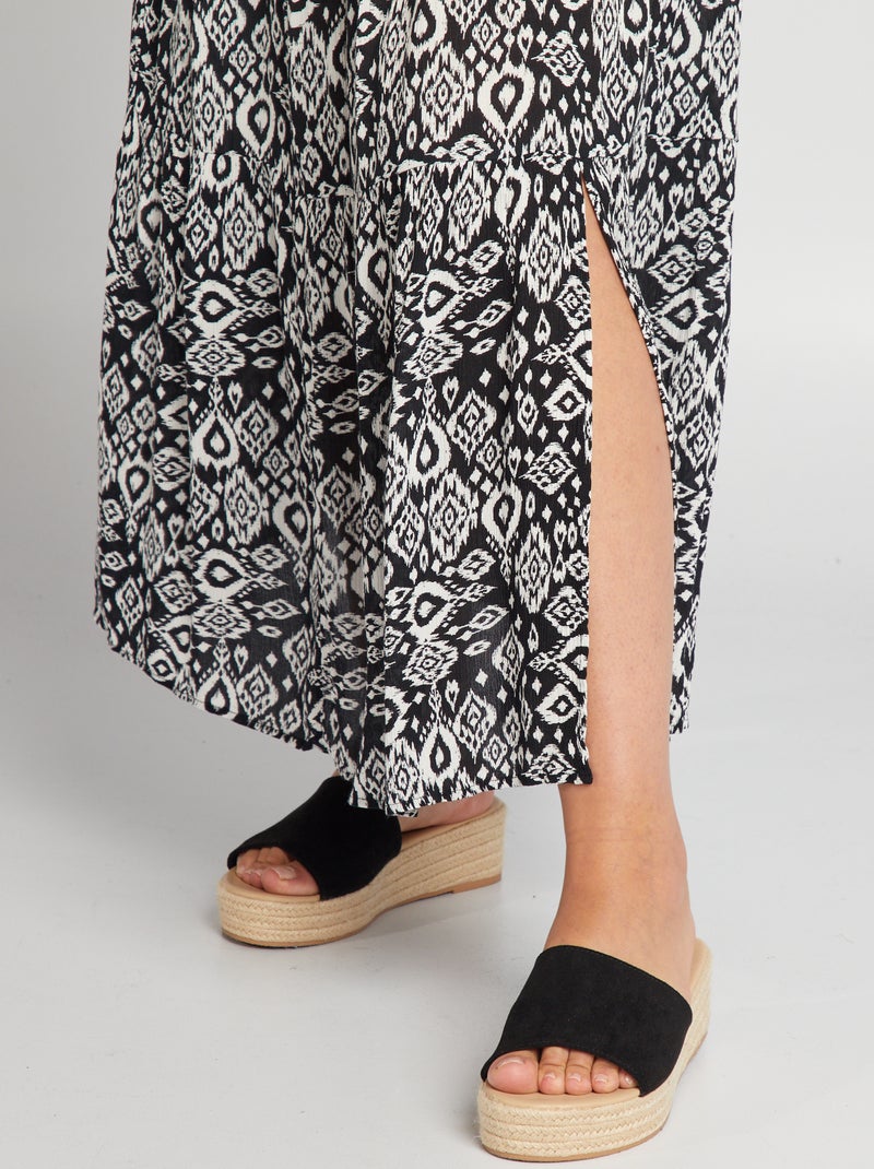 Saia comprida em camadas com cintura elástica - PRETO - Kiabi - 22.00€