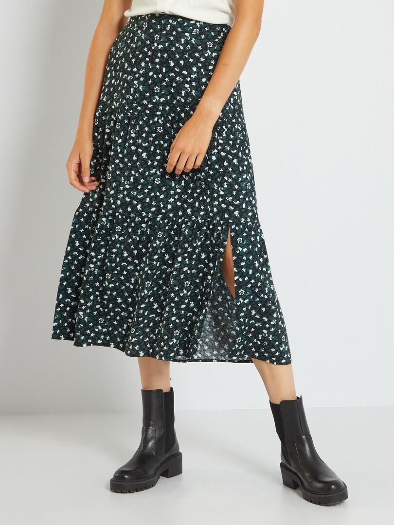 Saia comprida florida em viscose - PRETO - Kiabi - 18.00€