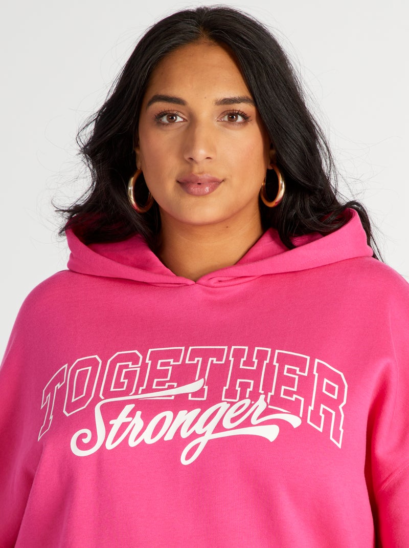 Sweatshirt com capuz e estampado - ROSA - Tamanho grande - 18.00€ - Kiabi