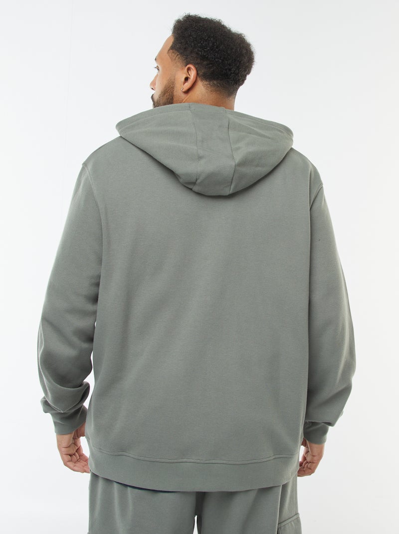 Sweatshirt de malha piqué com abertura com fecho e capuz - Verde ...