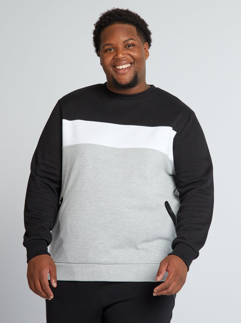 Sweatshirt em piqué de algodão com bolsos - Preto - Kiabi - 29.00€