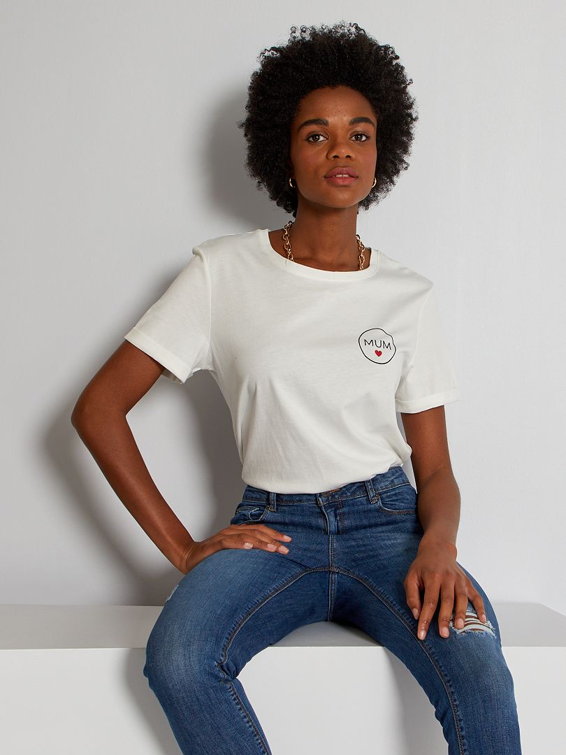 T-shirt dia da mãe - BRANCO - Kiabi - 5.00€