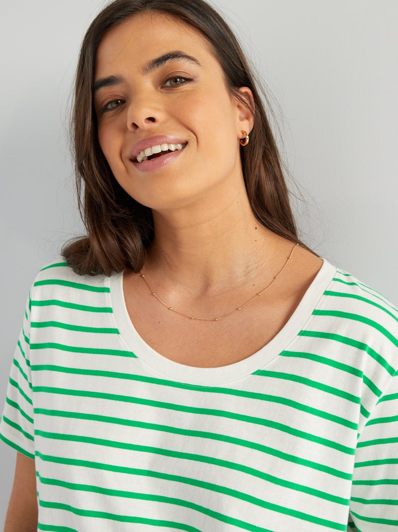 T-shirt em algodão com estampado - VERDE - Tamanho grande - 0.00€ - Kiabi