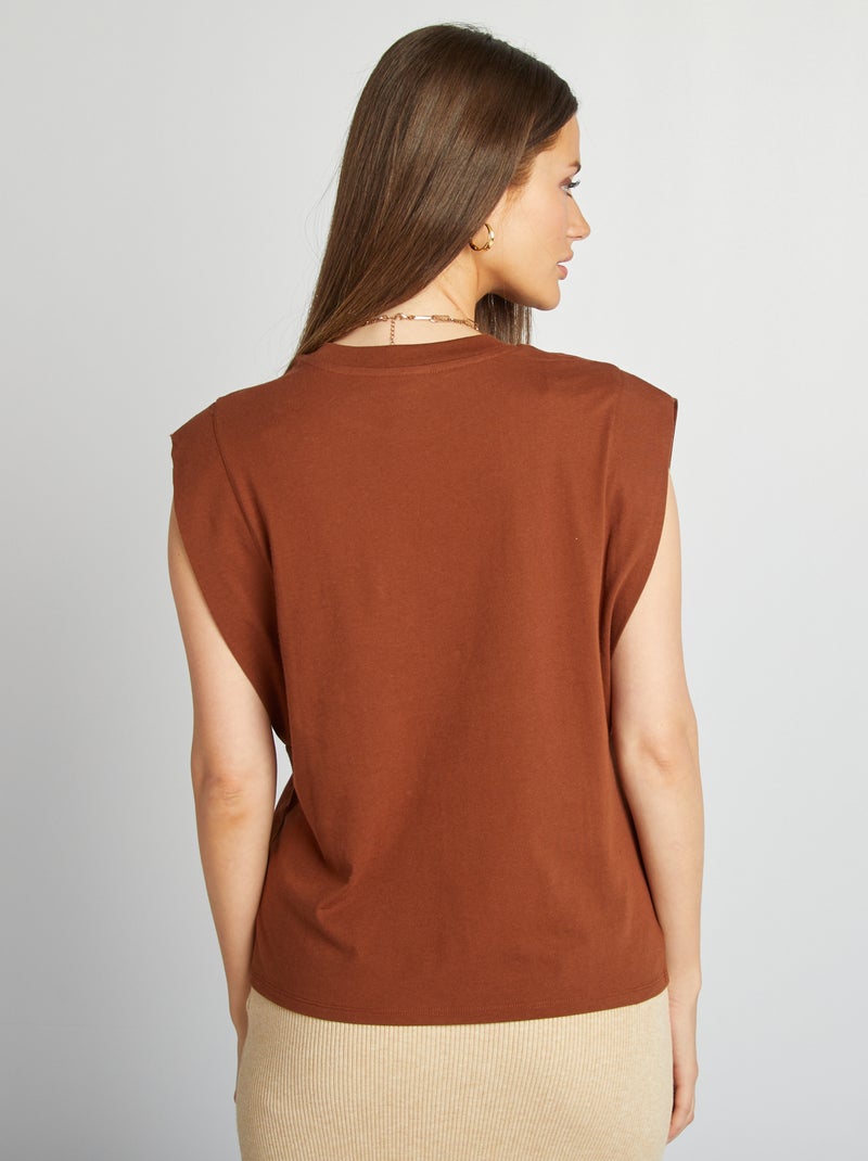 T-shirt manga cava lisa - CASTANHO - Mulher - 8.00€ - Kiabi