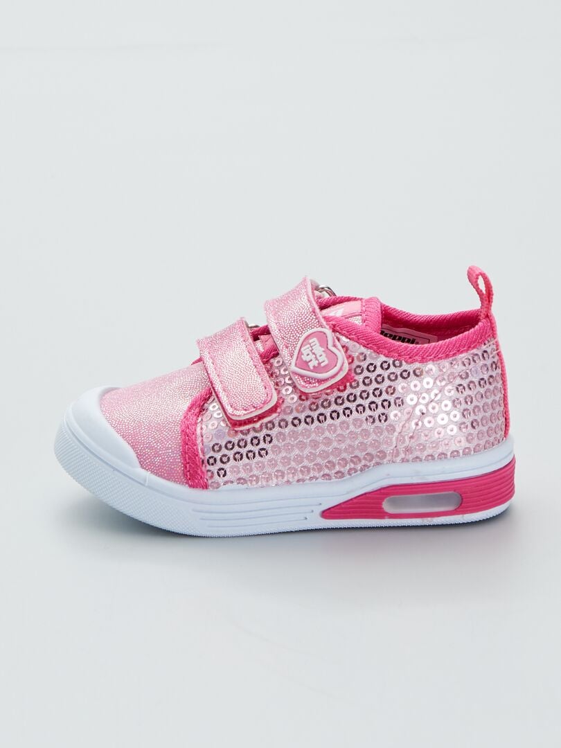 Ténis luminosos com velcro - Fuxia - Kiabi - 18.00€