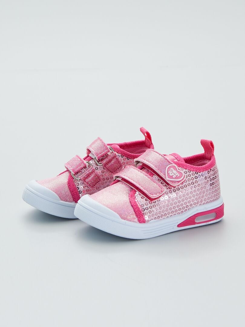 Ténis luminosos com velcro - Fuxia - Kiabi - 18.00€