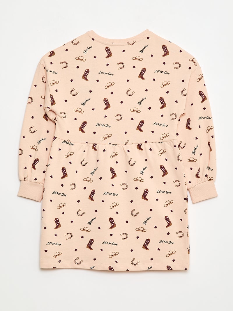 Vestido com padrão em moletom não forrado - Rosa - Menina - 10.00€ - Kiabi
