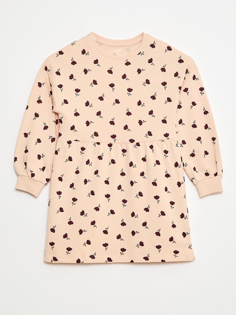 Vestido com padrão em moletom não forrado - Rosa - Menina - 10.00€ - Kiabi