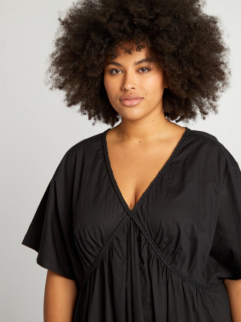 Vestido comprido liso com base em camadas - Preto - Kiabi - 18.00€